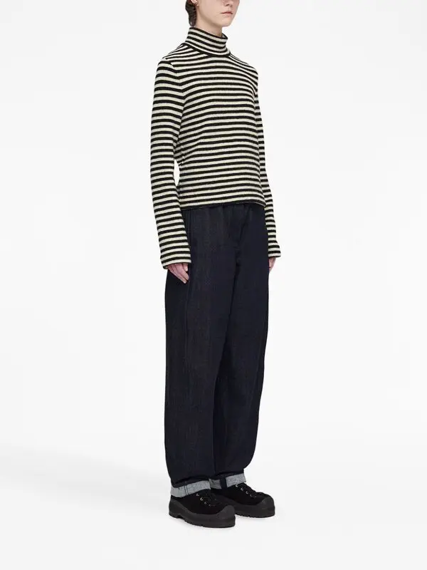 JIL SANDER Logo-patch Striped Sweater - Black