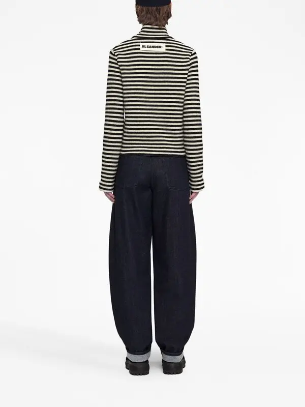 JIL SANDER Logo-patch Striped Sweater - Black
