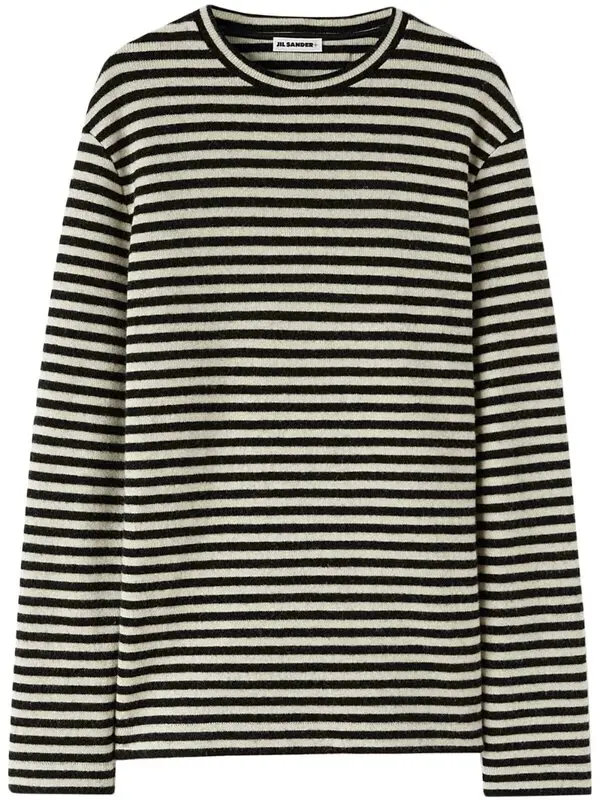 JIL SANDER Striped Wool Sweater - Black