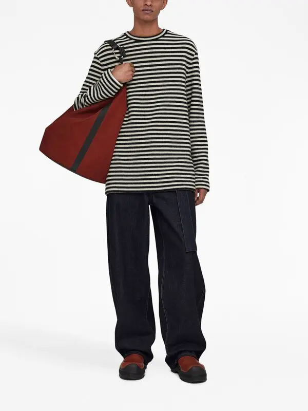 JIL SANDER Striped Wool Sweater - Black