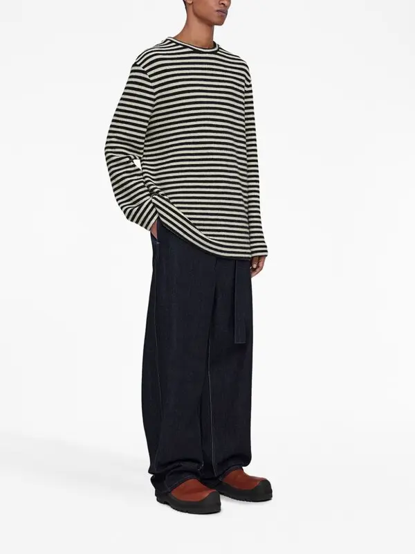 JIL SANDER Striped Wool Sweater - Black