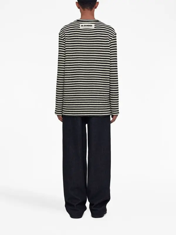 JIL SANDER Striped Wool Sweater - Black