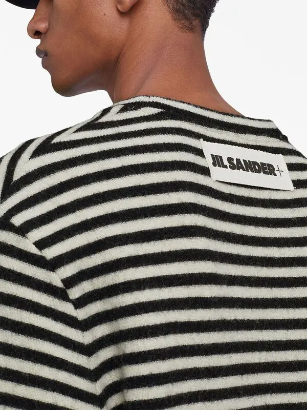 JIL SANDER Striped Wool Sweater - Black