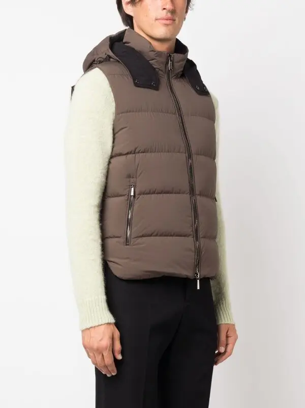 MOORER High-neck Padded Gilet - Green
