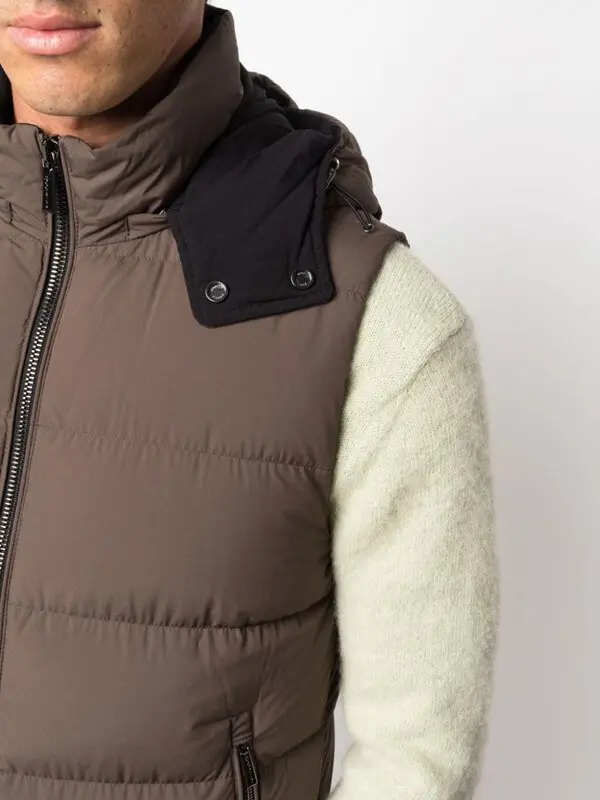 MOORER High-neck Padded Gilet - Green