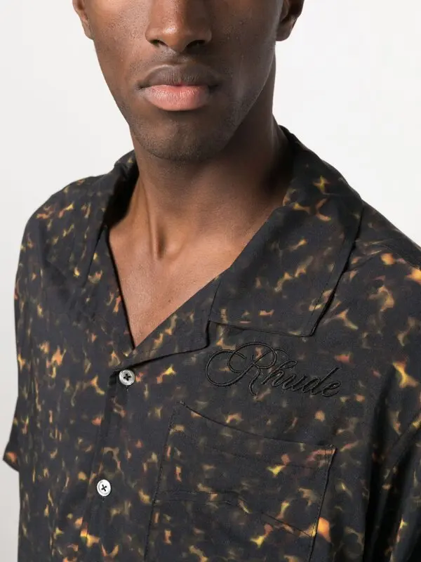 Rhude Abstract-print Logo-embroidered Shirt