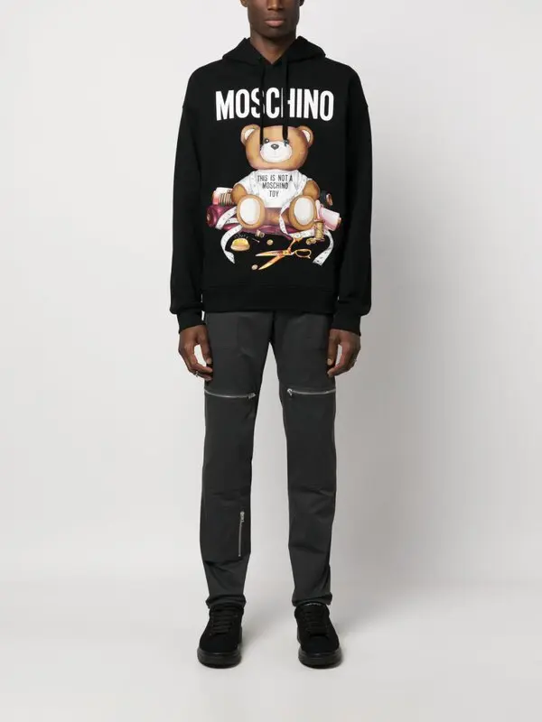 Moschino Teddy Bear Organic Cotton Hoodie - Black
