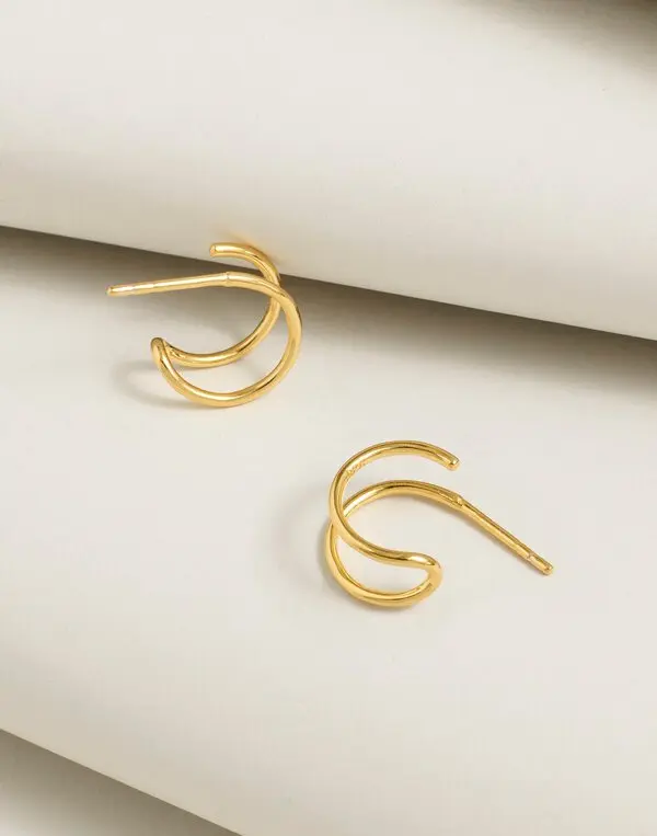 Madewell Demi-fine Double Hoop Earrings - 14k Gold