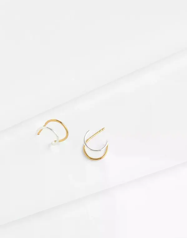 Madewell Demi-fine Double Hoop Earrings - Mixed Metal