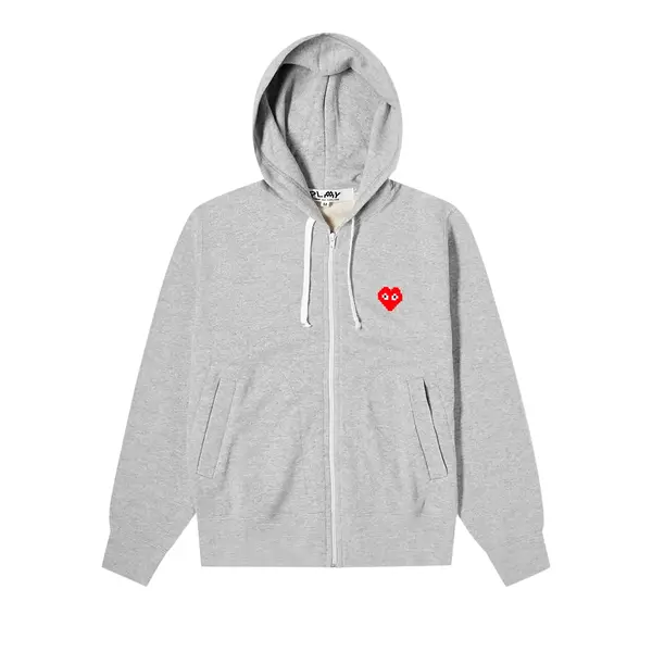 Play Comme Des Garcon X Invader Hooded Sweatshirt - Grey
