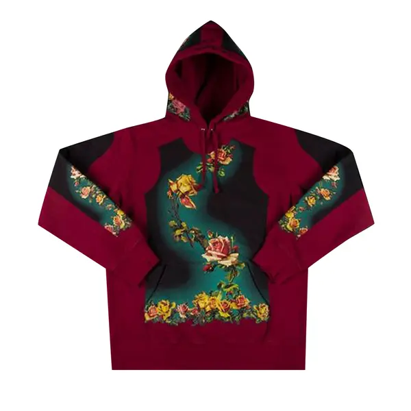 Supreme X Jean Paul Gaultier Floral Print Hooded Sweatshirt - Red