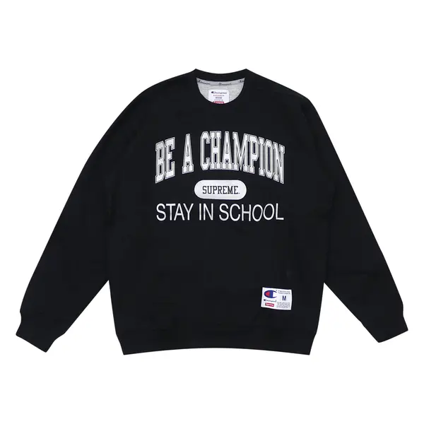 Supreme X Champion Stay In School Crewneck - Black