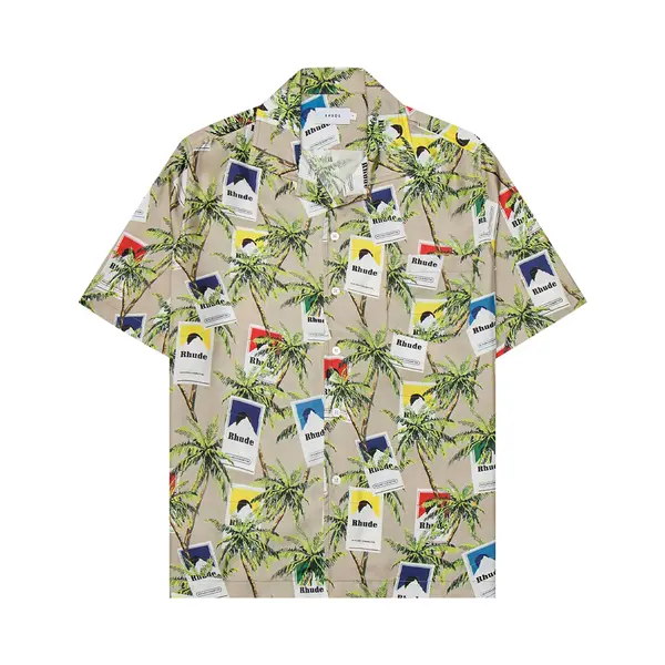Rhude Cigarette Print Button Up 'taupe/multicolor