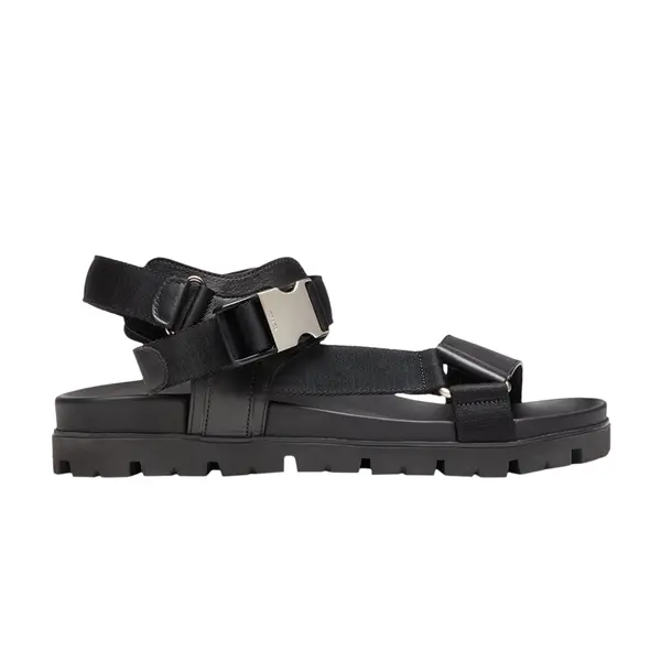 Prada Sporty Leather And Nylon Tape Sandal - Black