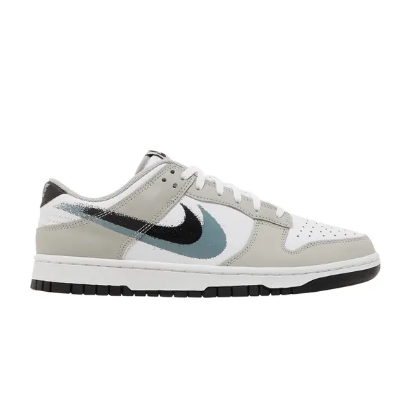 Nike Dunk Low 'spray Paint Swoosh' Sneakers - Grey