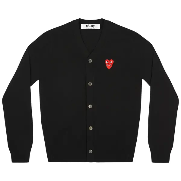 Play Comme Des Garcon Double Heart Cardigan - Black