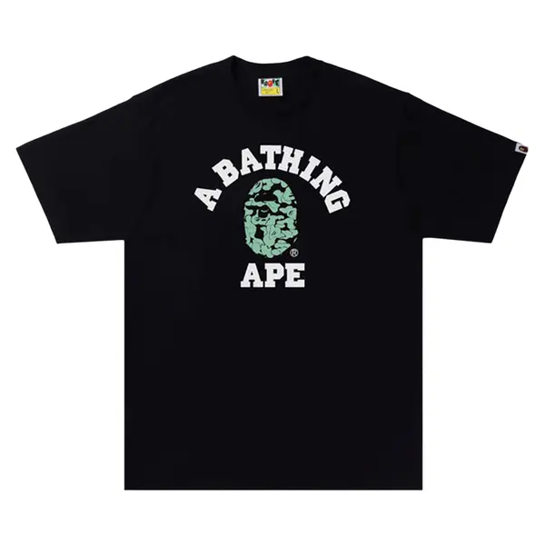 A BATHING APE Text Code Camo College Tee - Black