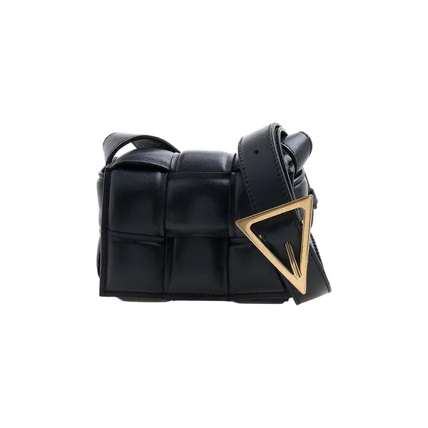 Bottega Veneta Padded Cassette Bag With Gold Tone Hardware - Black