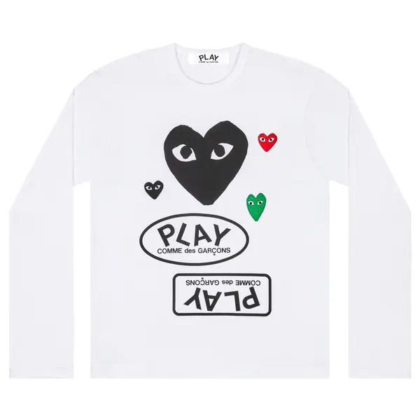 Play Comme Des Garcon Multi Logo Long-sleeve T-shirt - White