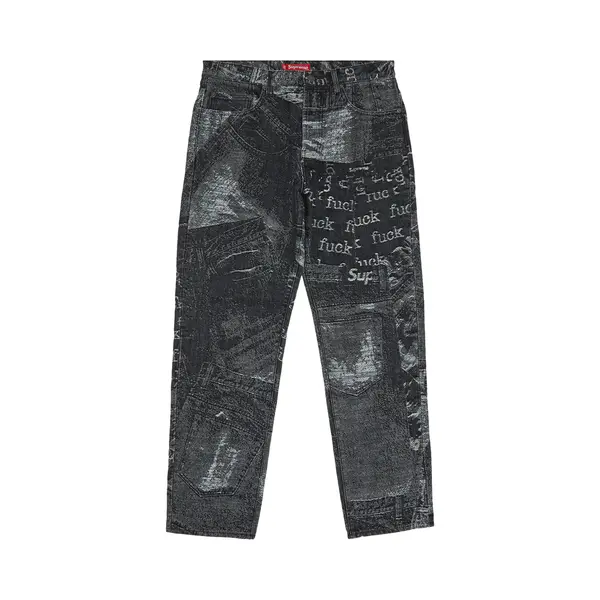 Supreme Archive Denim Jacquard Regular Jean - Black