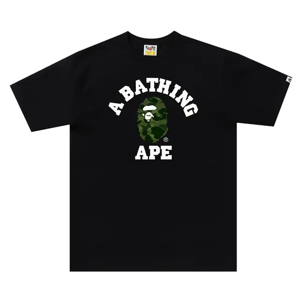 A BATHING APE Color Camo College Tee /green - Black
