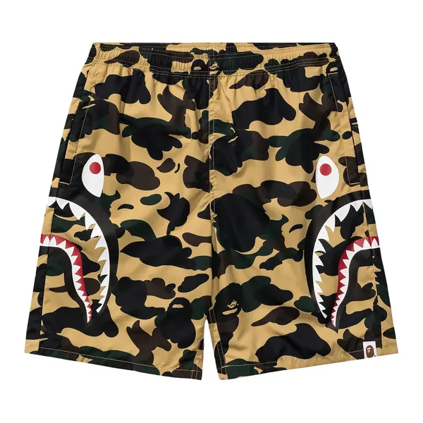 A BATHING APE 1st Camo Side Shark Beach Shorts - Yellow