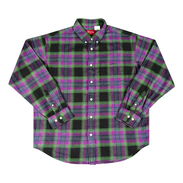 Supreme Brushed Plaid Flannel Shirt - Black