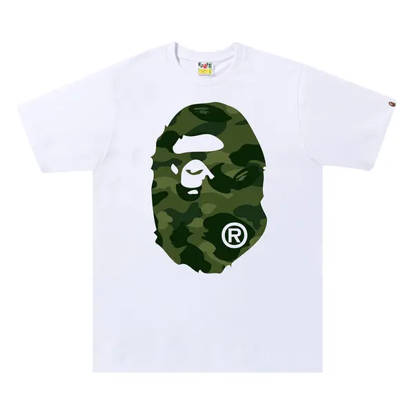 A BATHING APE Color Camo Big Ape Head Tee /green - White