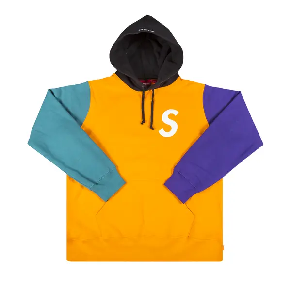 Supreme Logo Colorblocked Hooded Sweatshirt - Orange