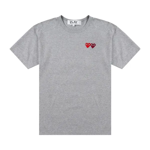 Play Comme Des Garcon Double Heart T-shirt - Grey
