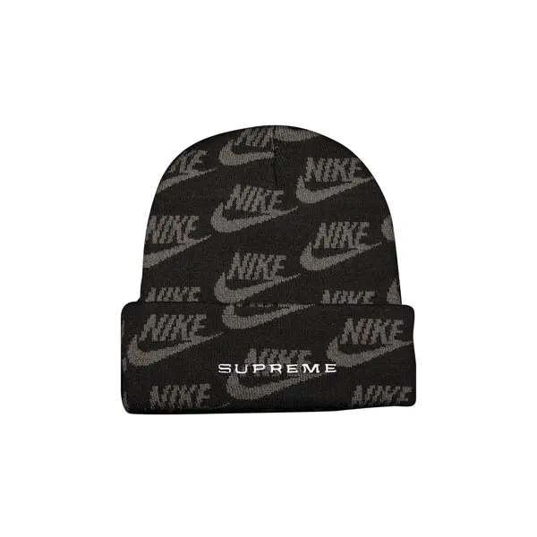 Supreme X Nike Jacquard Logos Beanie - Black