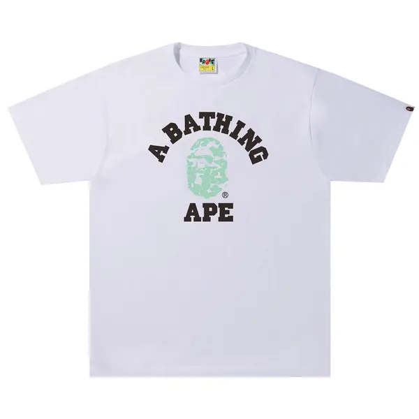A BATHING APE Text Code Camo College Tee - White