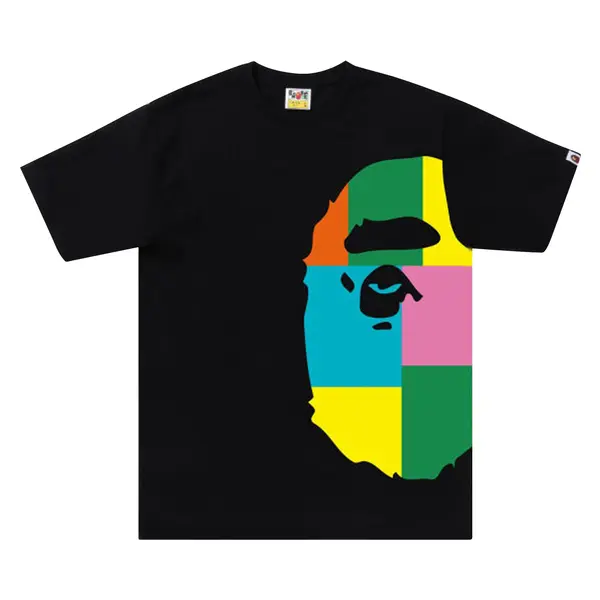 A BATHING APE Color Block Side Big Ape Head Tee /multicolor
