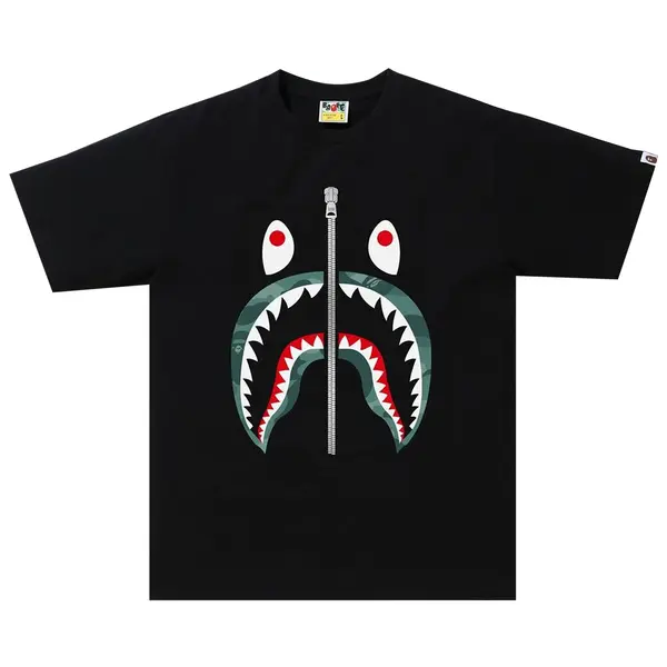 A BATHING APE Color Camo Shark Tee - Black