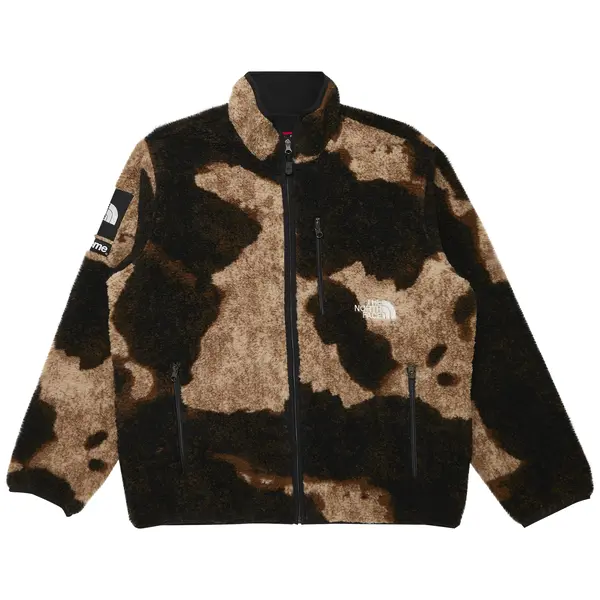 Supreme X The North Face Bleached Denim Print Fleece Jacket - Black