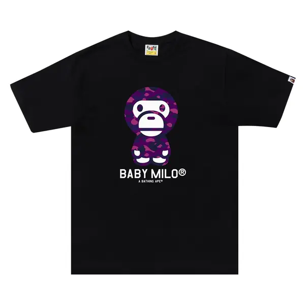 A BATHING APE Color Camo Baby Milo Tee /purple - Black