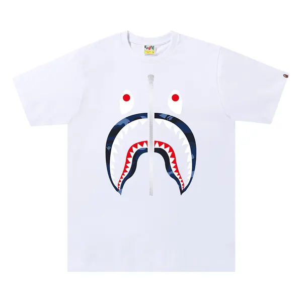 A BATHING APE Color Camo Shark Tee - White