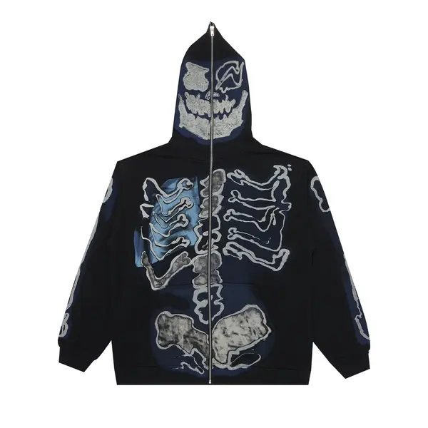 TRAVIS SCOTT For Fragment Skeleton Graffiti Full Zip Hoodie - Black