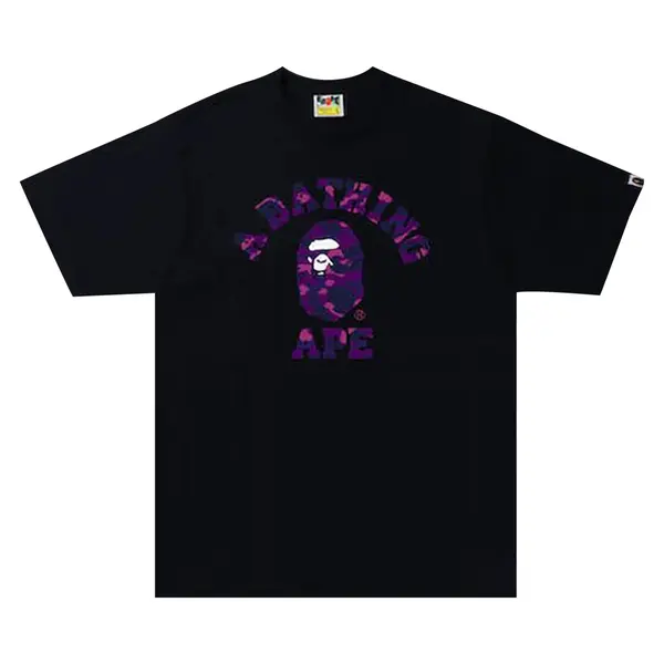 A BATHING APE Color Camo College Tee - Black