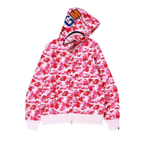 A BATHING APE Abc Camo Shark Full Zip Hoodie - Pink