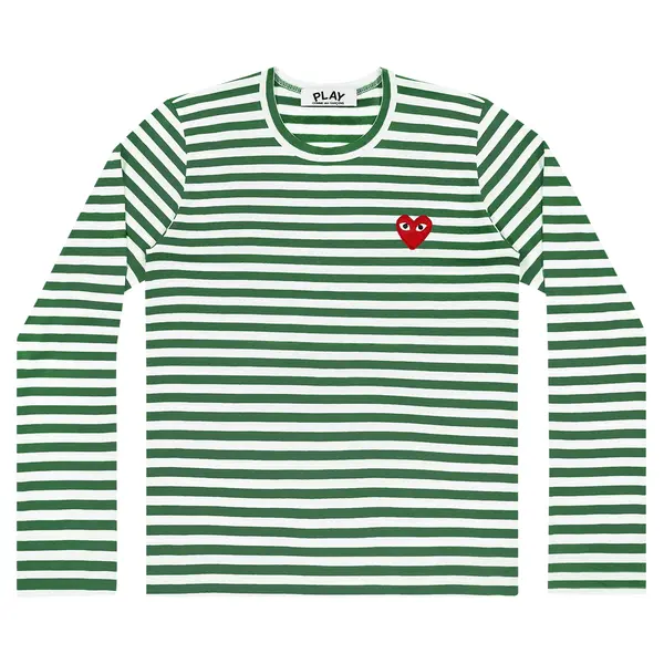 Play Comme Des Garcon Striped Long-sleeve T-shirt - Green