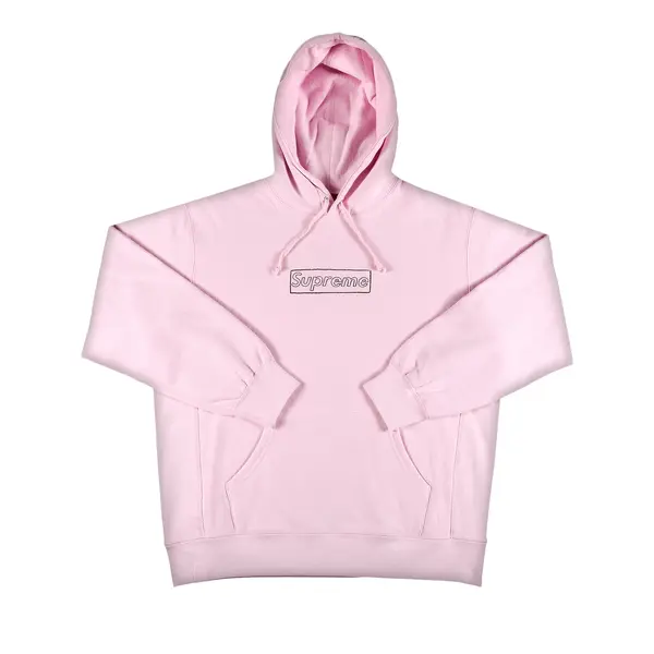 Supreme X Kaws Chalk Logo Hooded Sweatshirt - Pink