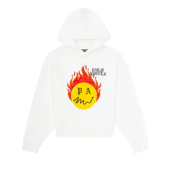 Palm Angels Burning Head Hoodie - White