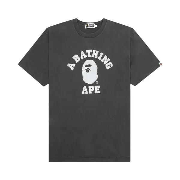 A BATHING APE Pigment Dyed College Relaxed Fit Tee - Black