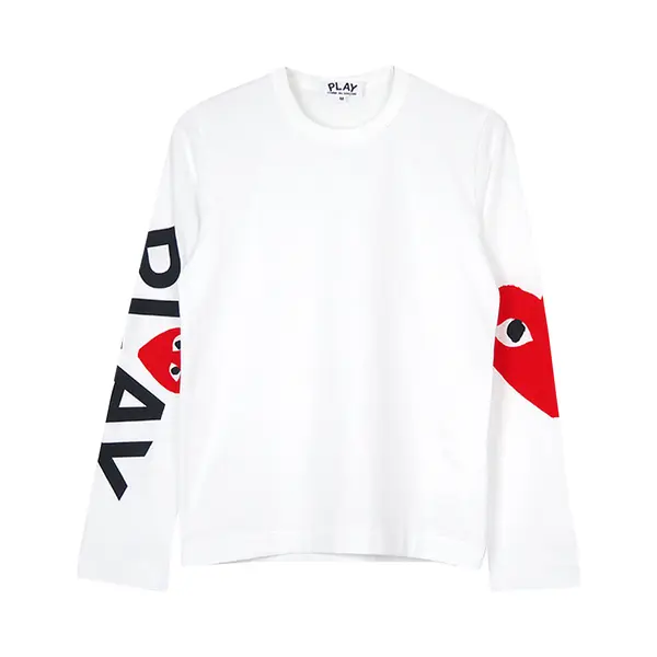 Play Comme Des Garcon Oversized Heart Long-sleeve T-shirt - White