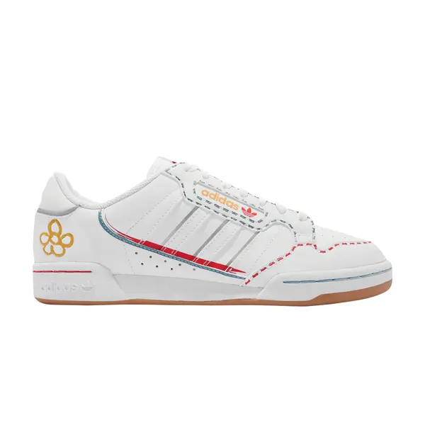 Adidas Continental 80 Stripes Embroidered Flower - White