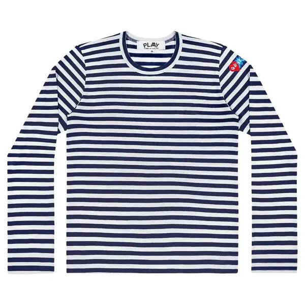 Play Comme Des Garcon Double Heart Striped T-shirt - Multicolor