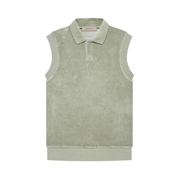 Fear Of God Velour Sleeveless Polo - Green