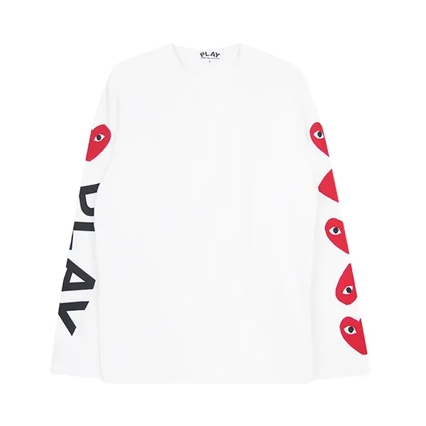 Play Comme Des Garcon Alternating Hearts Long-sleeve T-shirt - White