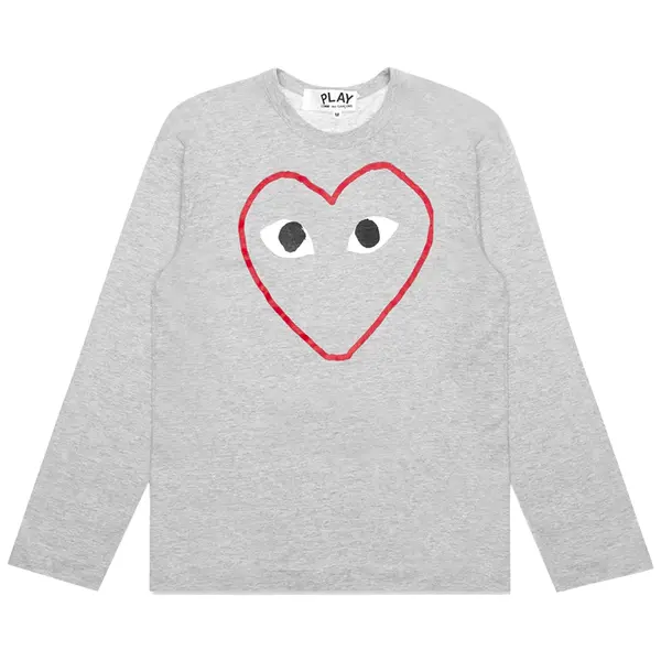 Play Comme Des Garcon Heart Sketch Long-sleeve T-shirt - Grey